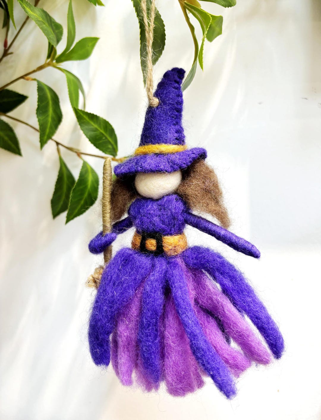 Needle Felted Witch Ornament: Handmade Wool Hanging Decoration - Etsy