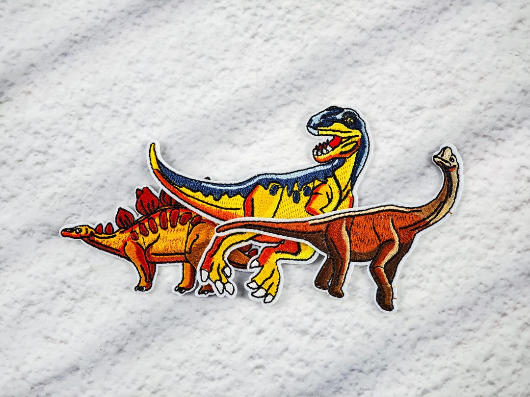 Dinosaur Embroidered Patch Set, Cartoon Appliques, Iron-on or Sew-on, 3 ...