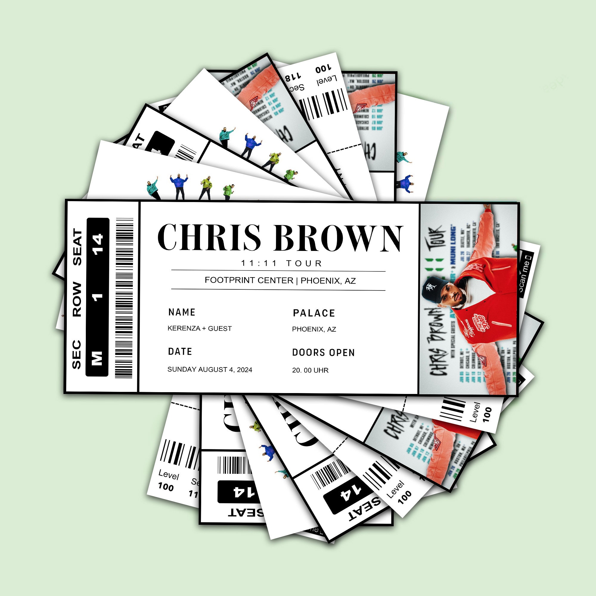 Chris Brown Printable Concert Ticket Template, Custom 11:11 Tour 2024 ...