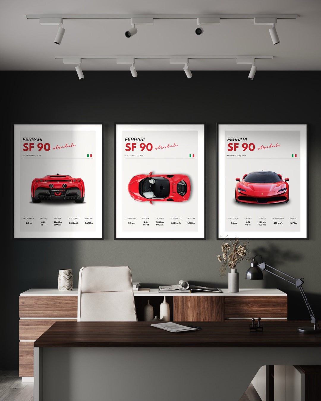 X3 Full SET Ferrari SF90 Stradale Digital Print File Car Poster Digital ...