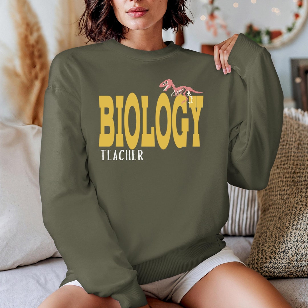 Dinosaur Biology Teacher Sweatshirt, Science Crewneck Jumper ...
