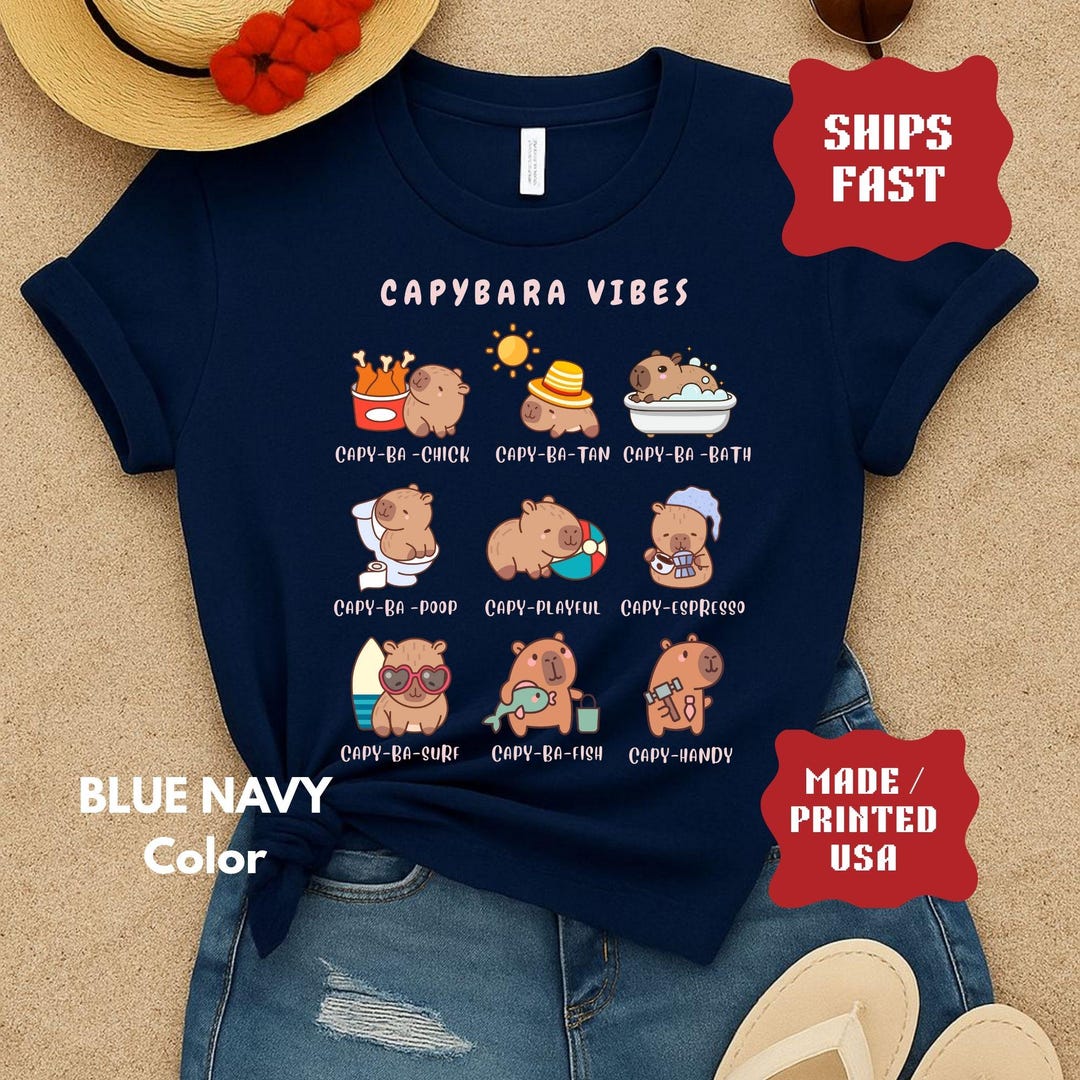Capybara Vibes Funny Shirt, Cute Capybara Mood Chart Tee, Chill ...