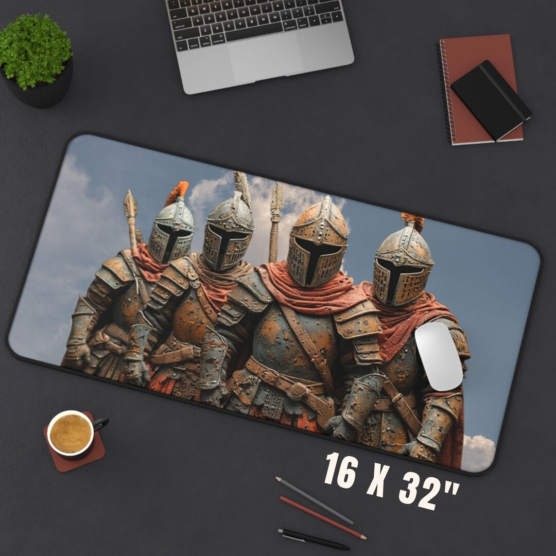 Medieval Knights Desk Mat | Epic Armored Warriors Mouse Pad | Knight ...