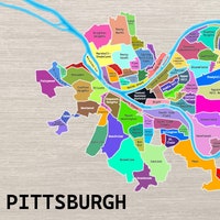 Pittsburgh Neighborhood Map Print, Signed Print of My Original Hand ...