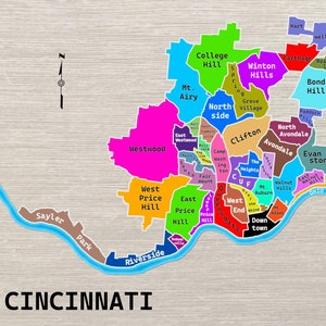 Cincinnati Neighborhoods Poster Map - Etsy
