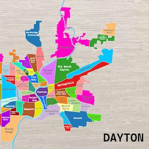 Dayton Neighborhoods Map - Etsy