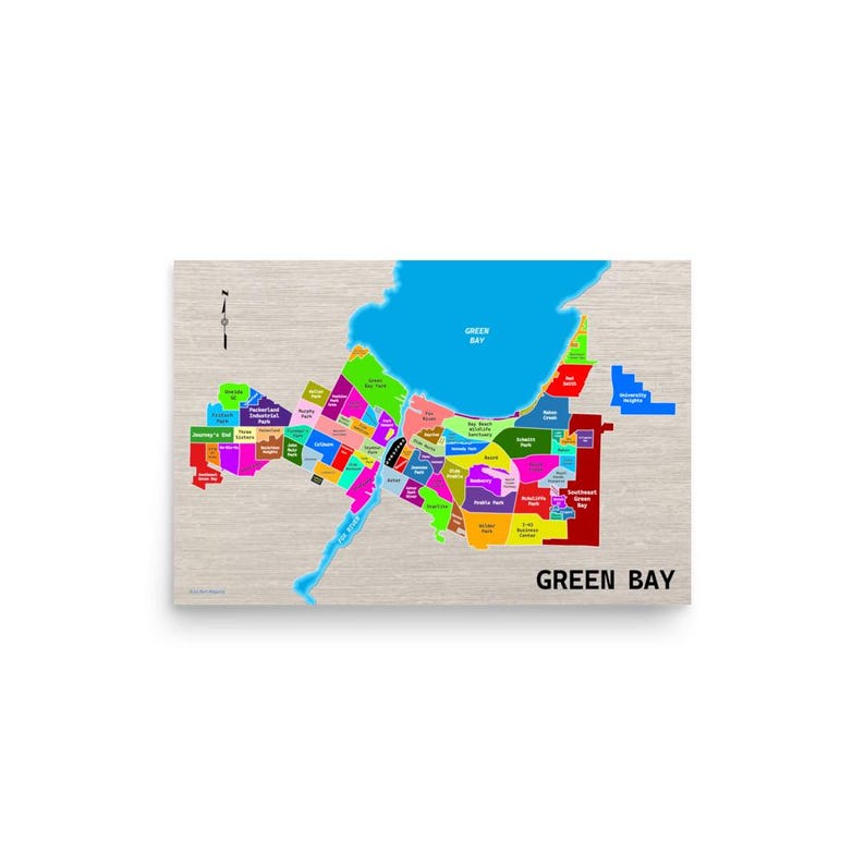 Green Bay Neighborhoods Poster Map - Etsy