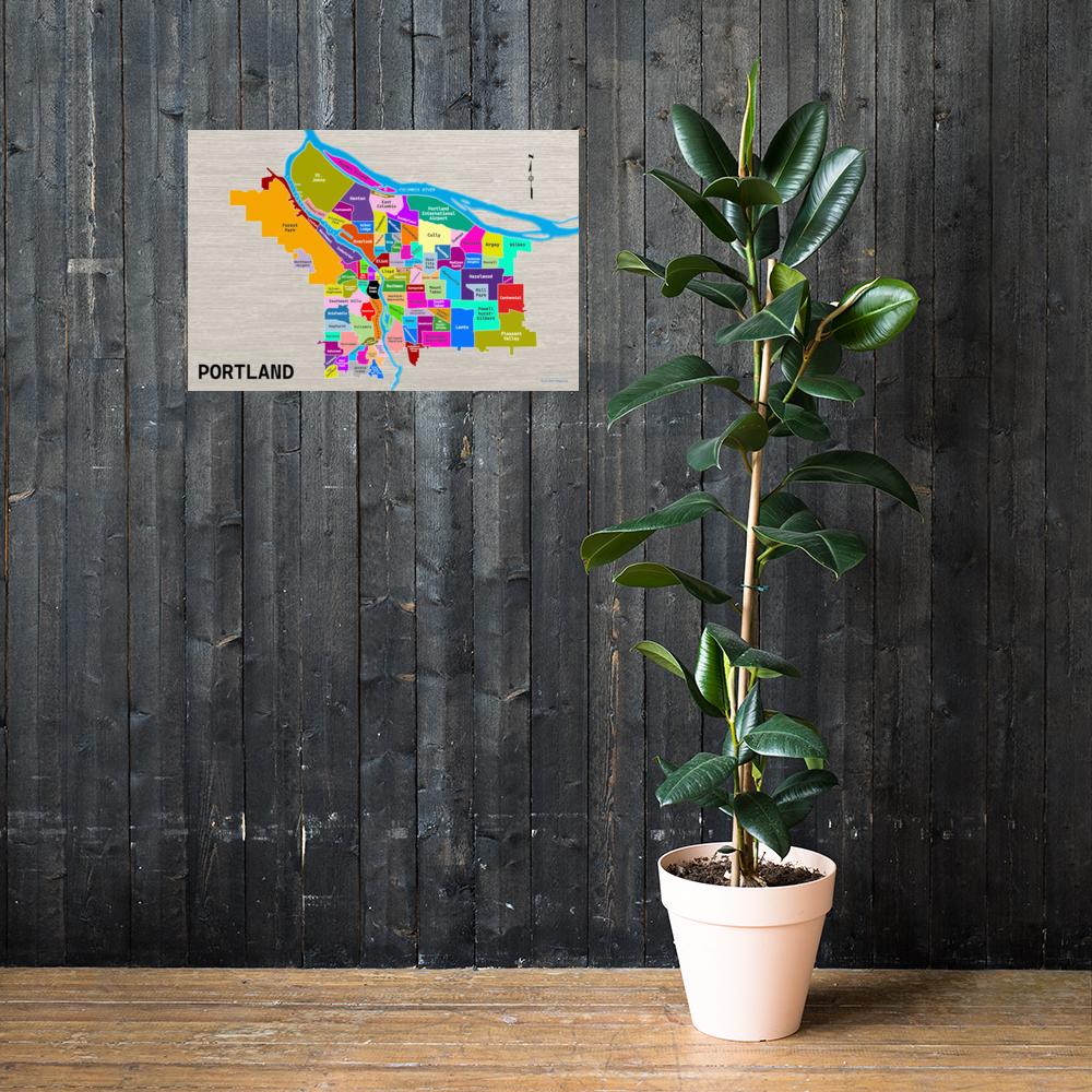 Portland Neighborhoods Poster Map - Etsy