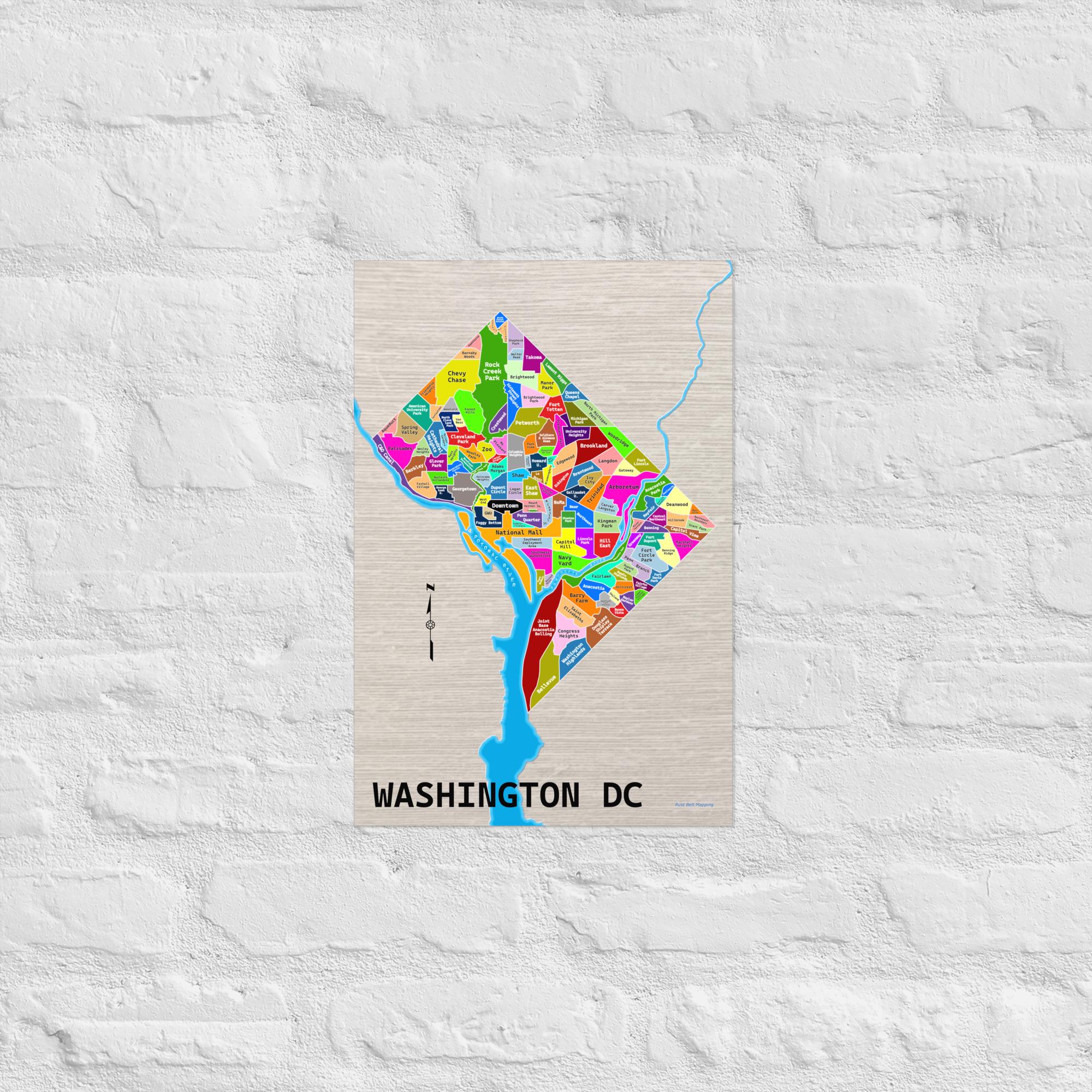Washington DC Neighborhoods Poster Map - Etsy