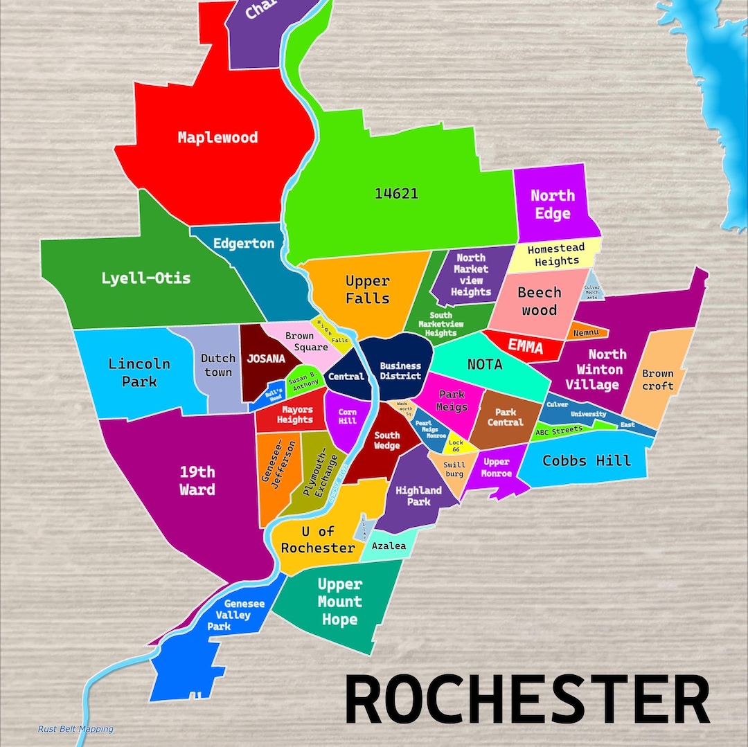 Rochester Neighborhoods Poster Map - Etsy