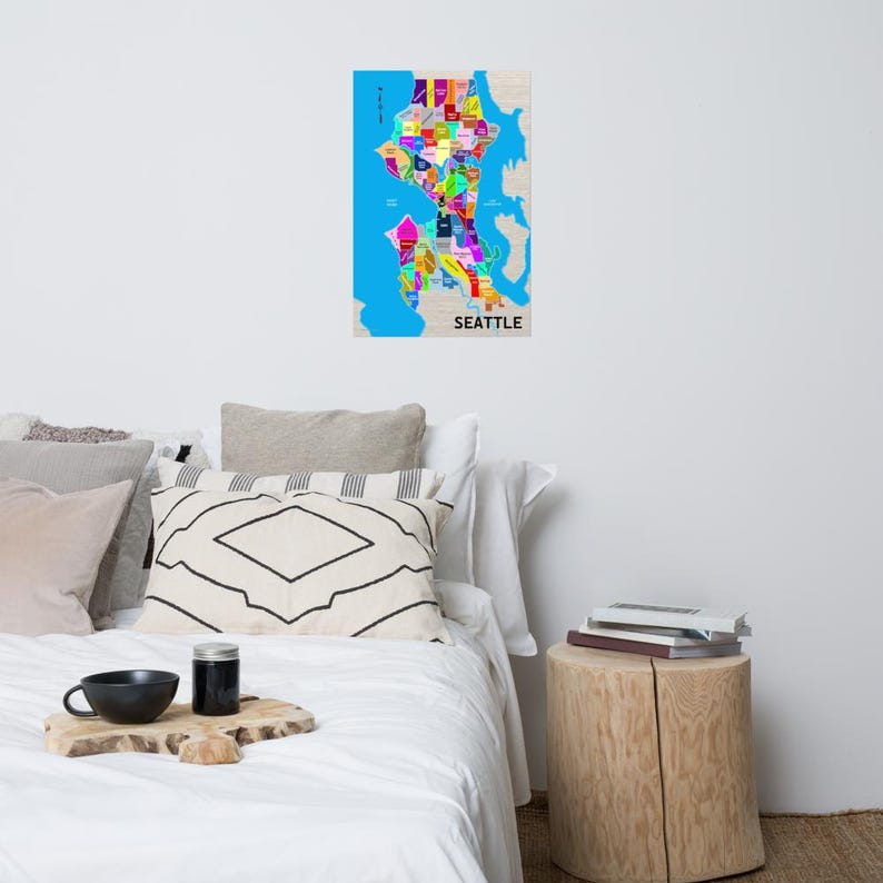 Seattle Neighborhoods Poster Map - Etsy