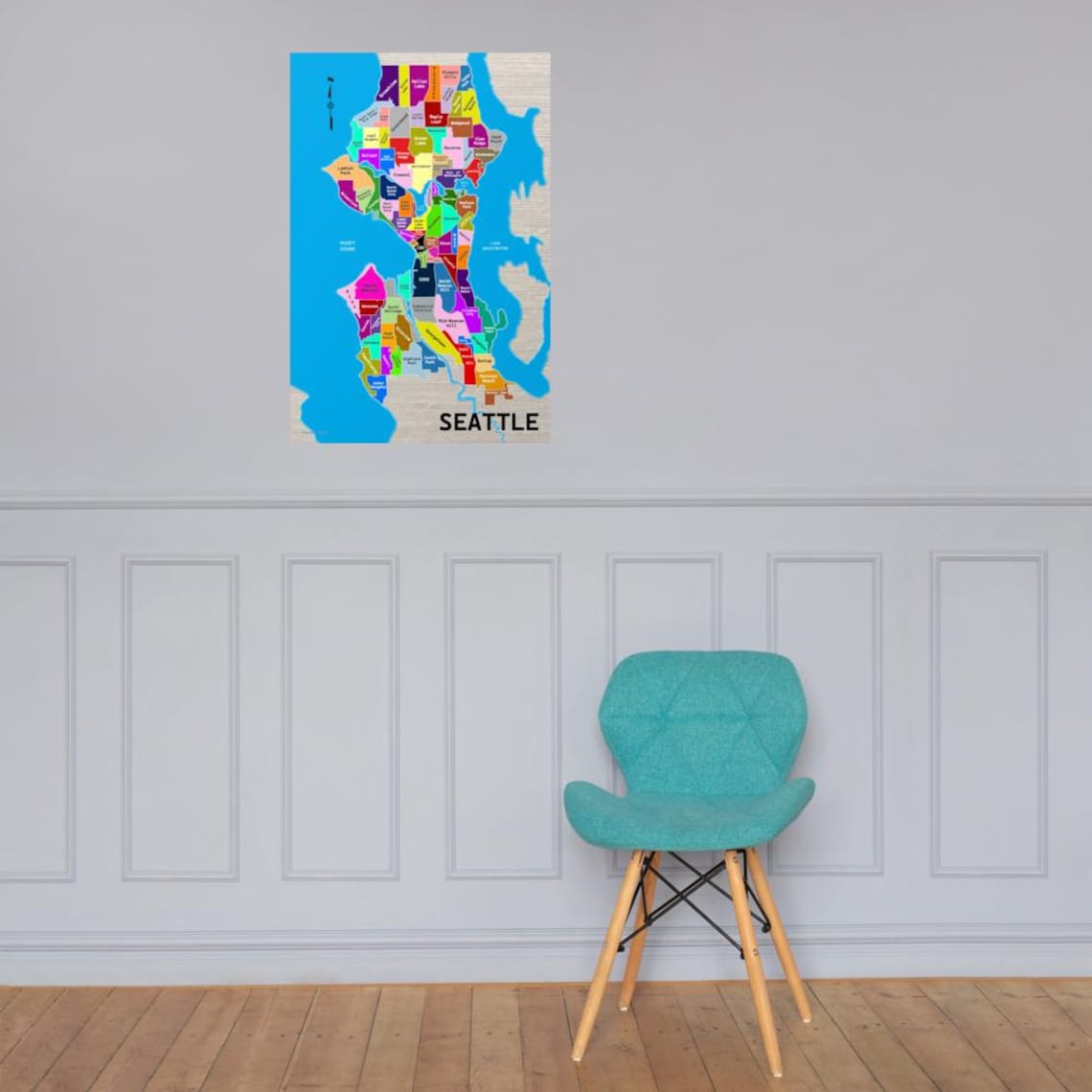 Seattle Neighborhoods Poster Map - Etsy