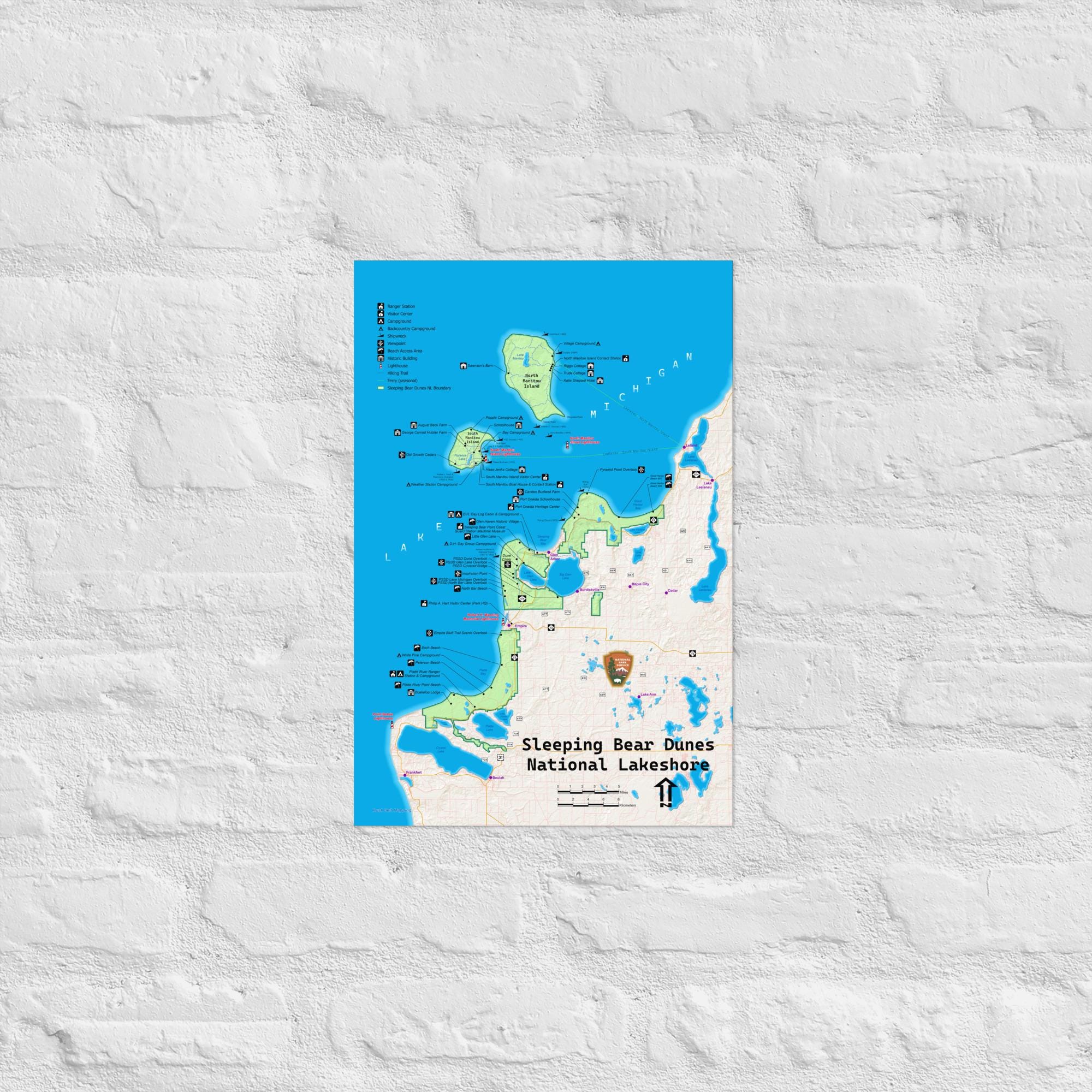 Sleeping Bear Dunes National Lakeshore Poster Map - Etsy