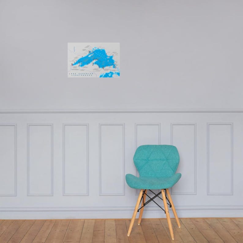 Lake Superior Lighthouses Poster Map - Etsy