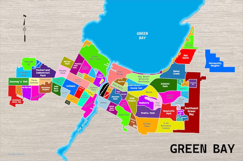 Green Bay Neighborhoods Poster Map - Etsy