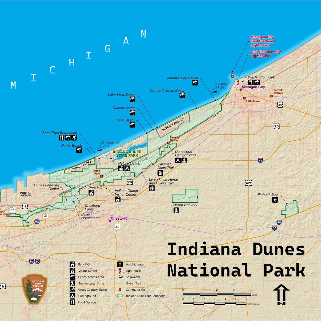 Indiana Dunes National Park Poster Map - Etsy