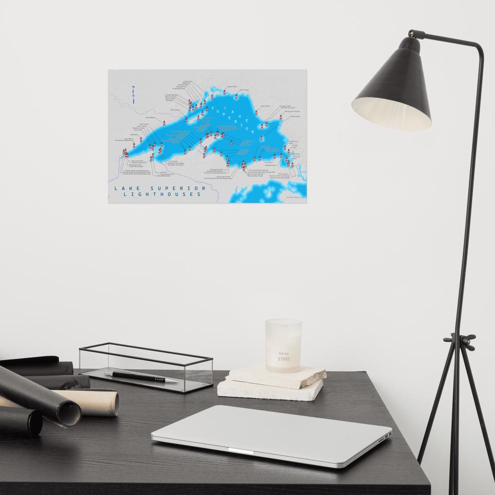 Lake Superior Lighthouses Poster Map - Etsy