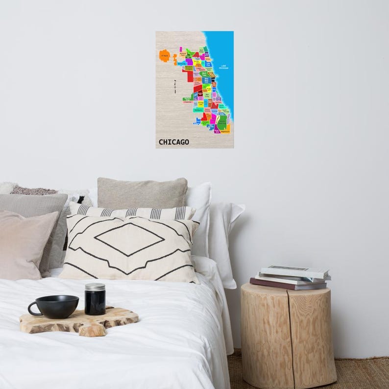Chicago Neighborhoods Poster Map - Etsy