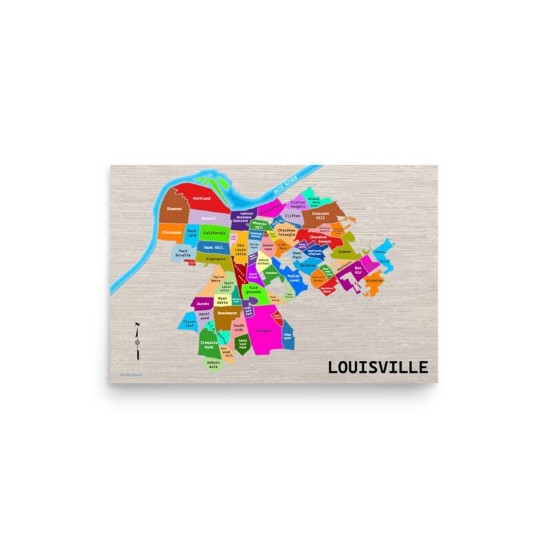 Louisville Neighborhoods Poster Map - Etsy