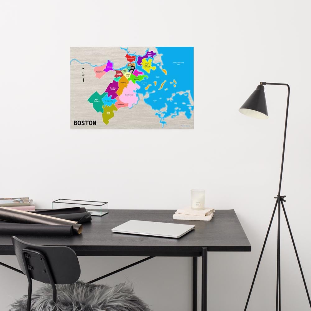 Boston Neighborhoods Poster Map - Etsy