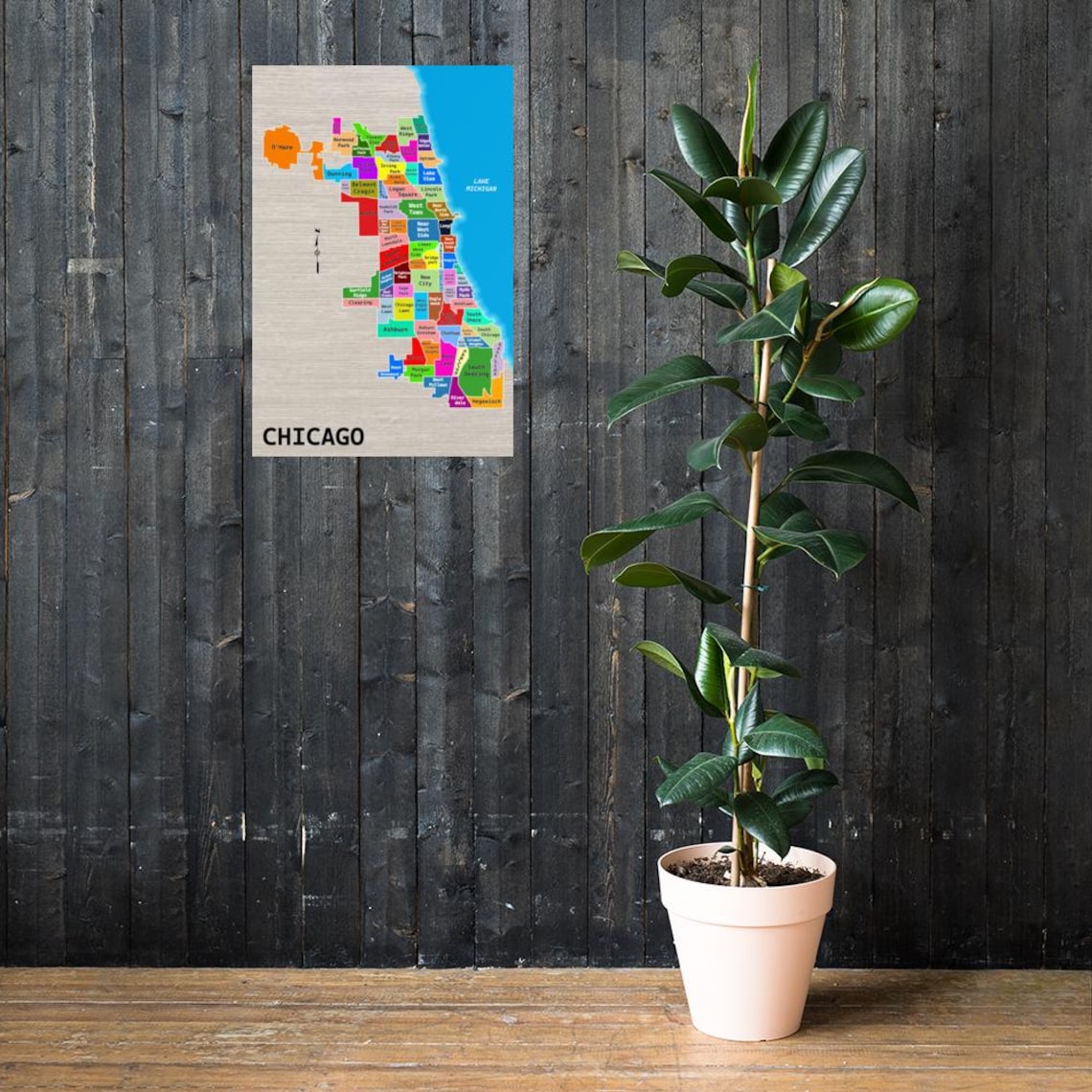 Chicago Neighborhoods Poster Map - Etsy