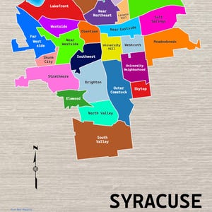 Syracuse Neighborhoods Poster Map - Etsy