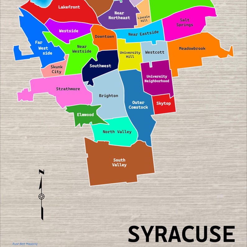 Syracuse Neighborhoods Poster Map - Etsy