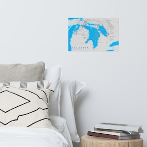Lake Huron Lighthouses Poster Map - Etsy