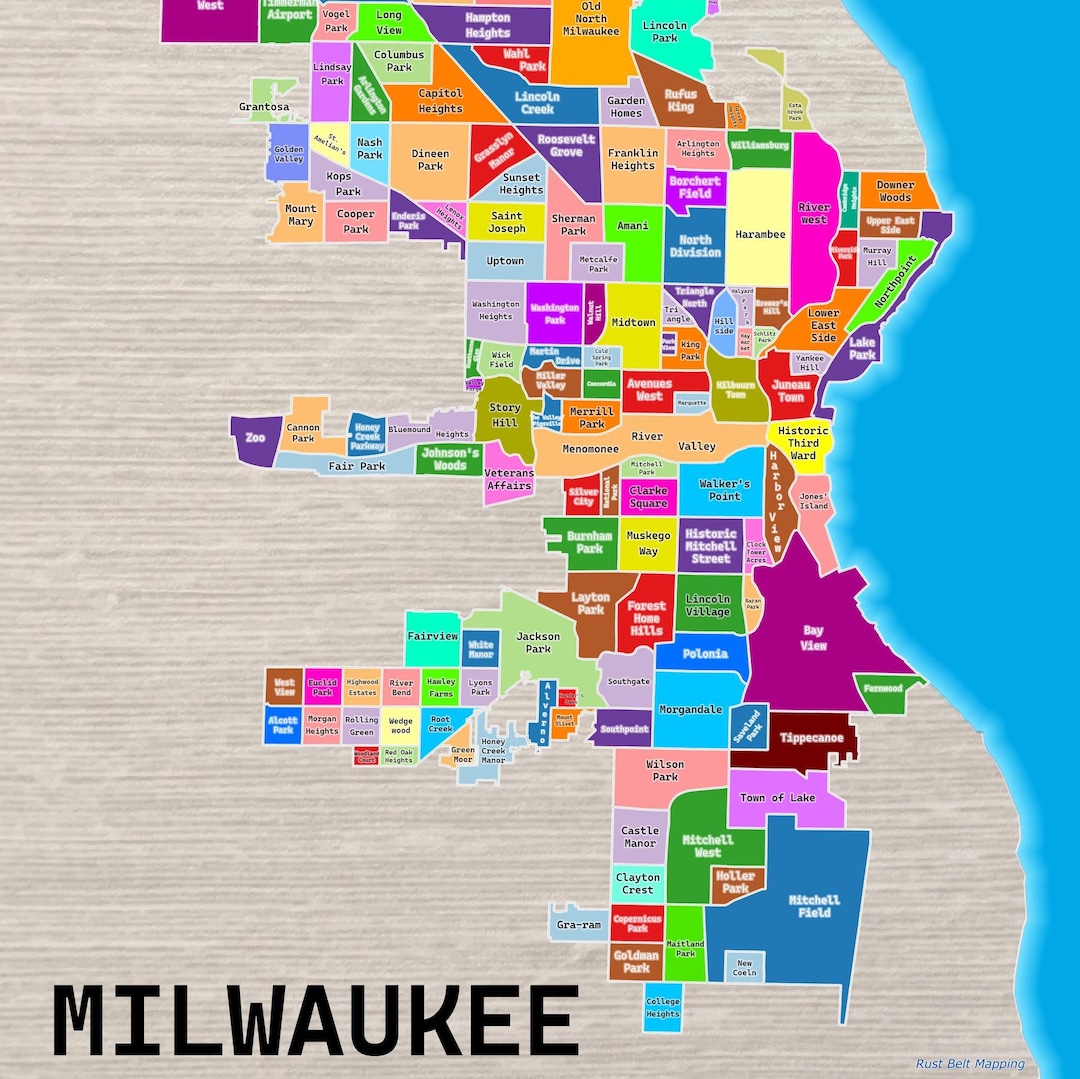 Milwaukee Neighborhoods Poster Map - Etsy