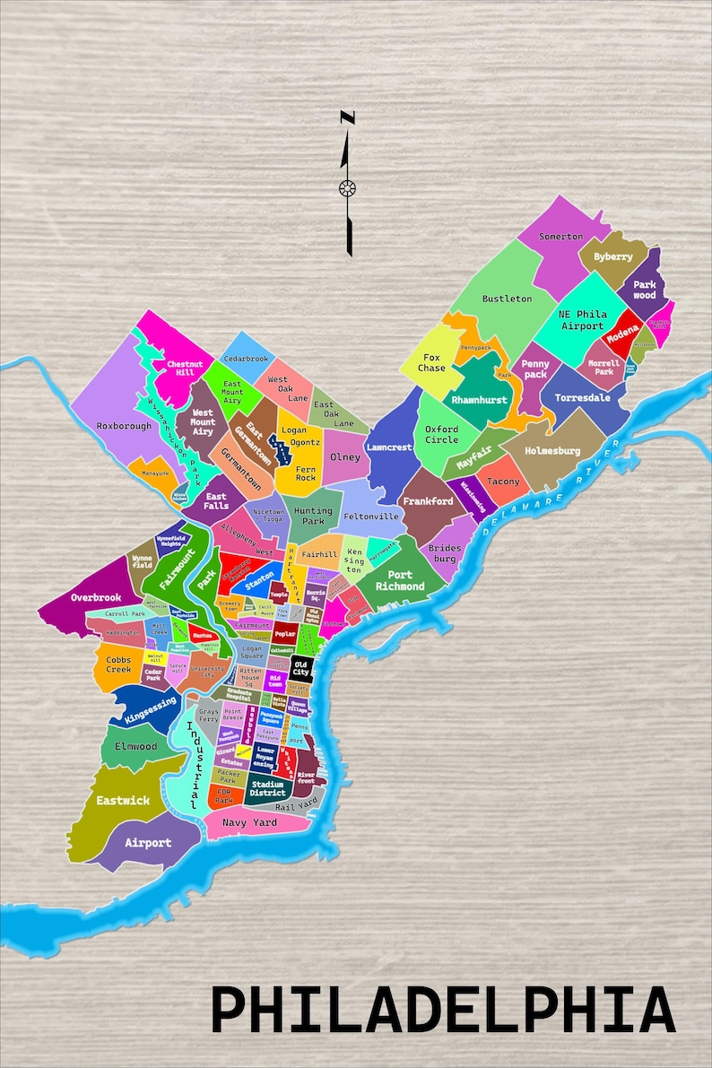 Philadelphia Neighborhoods Poster Map - Etsy