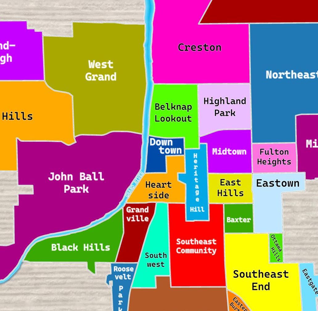Grand Rapids Neighborhoods Poster Map - Etsy