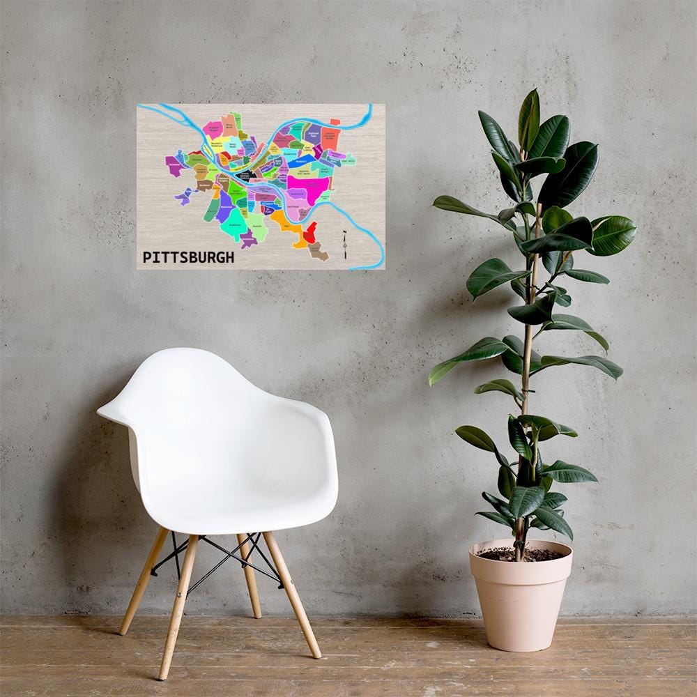 Pittsburgh Neighborhoods Poster Map - Etsy