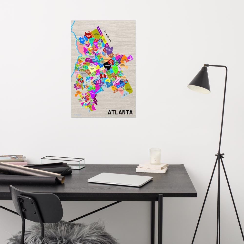 Atlanta Neighborhoods Poster Map - Etsy
