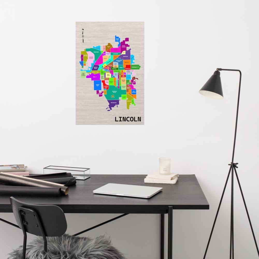 Lincoln Neighborhoods Poster Map - Etsy