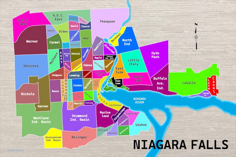 Niagara Falls Neighborhoods Poster Map - Etsy