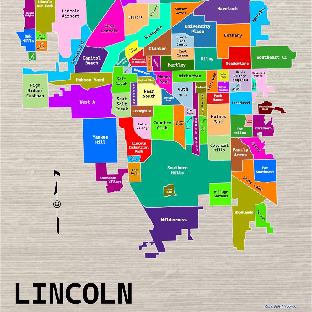 Lincoln Neighborhoods Poster Map - Etsy