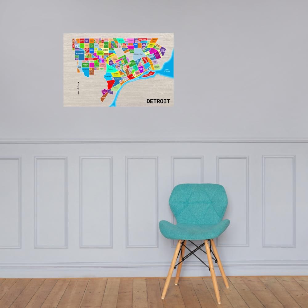 Detroit Neighborhoods Poster Map - Etsy