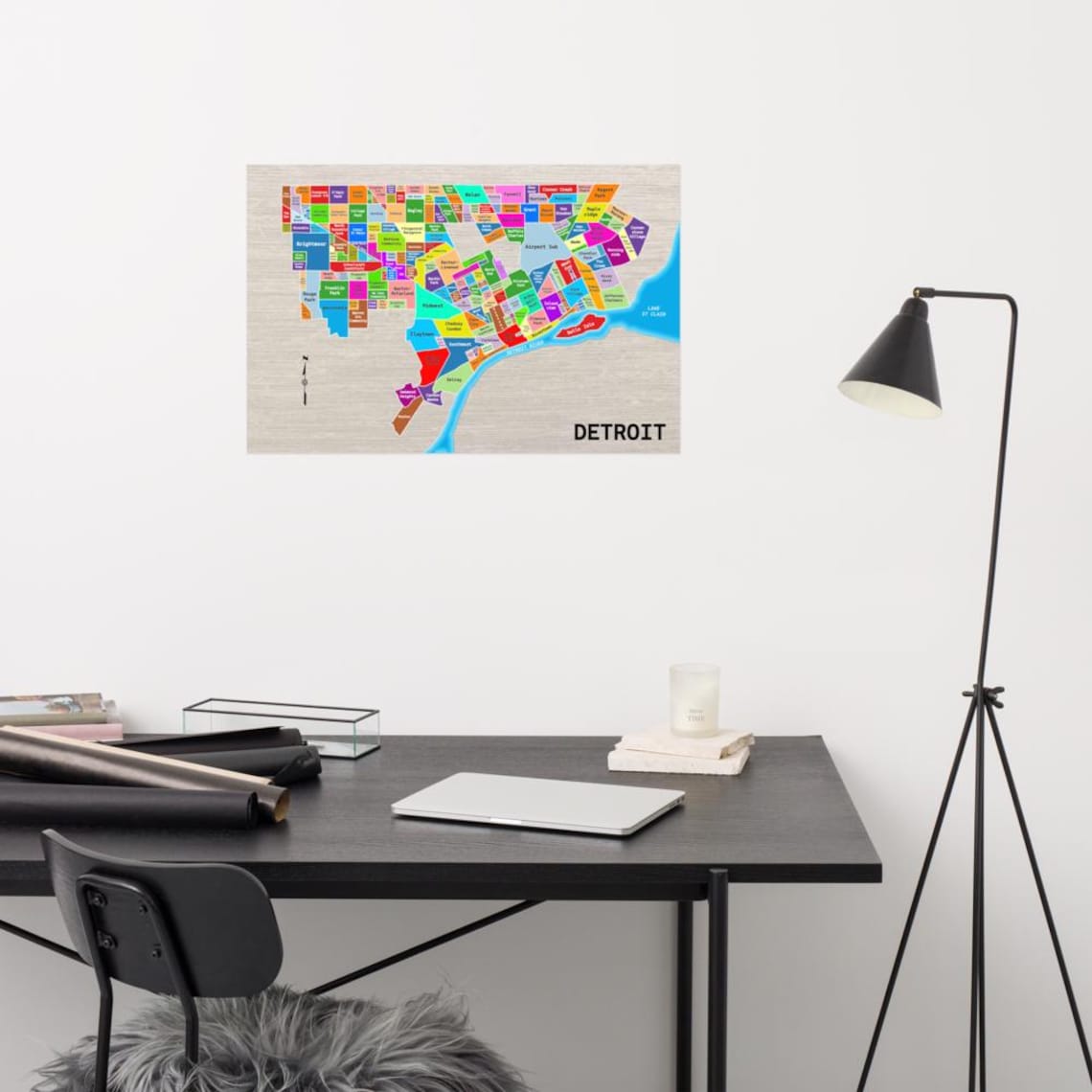 Detroit Neighborhoods Poster Map - Etsy