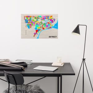 Detroit Neighborhoods Poster Map - Etsy
