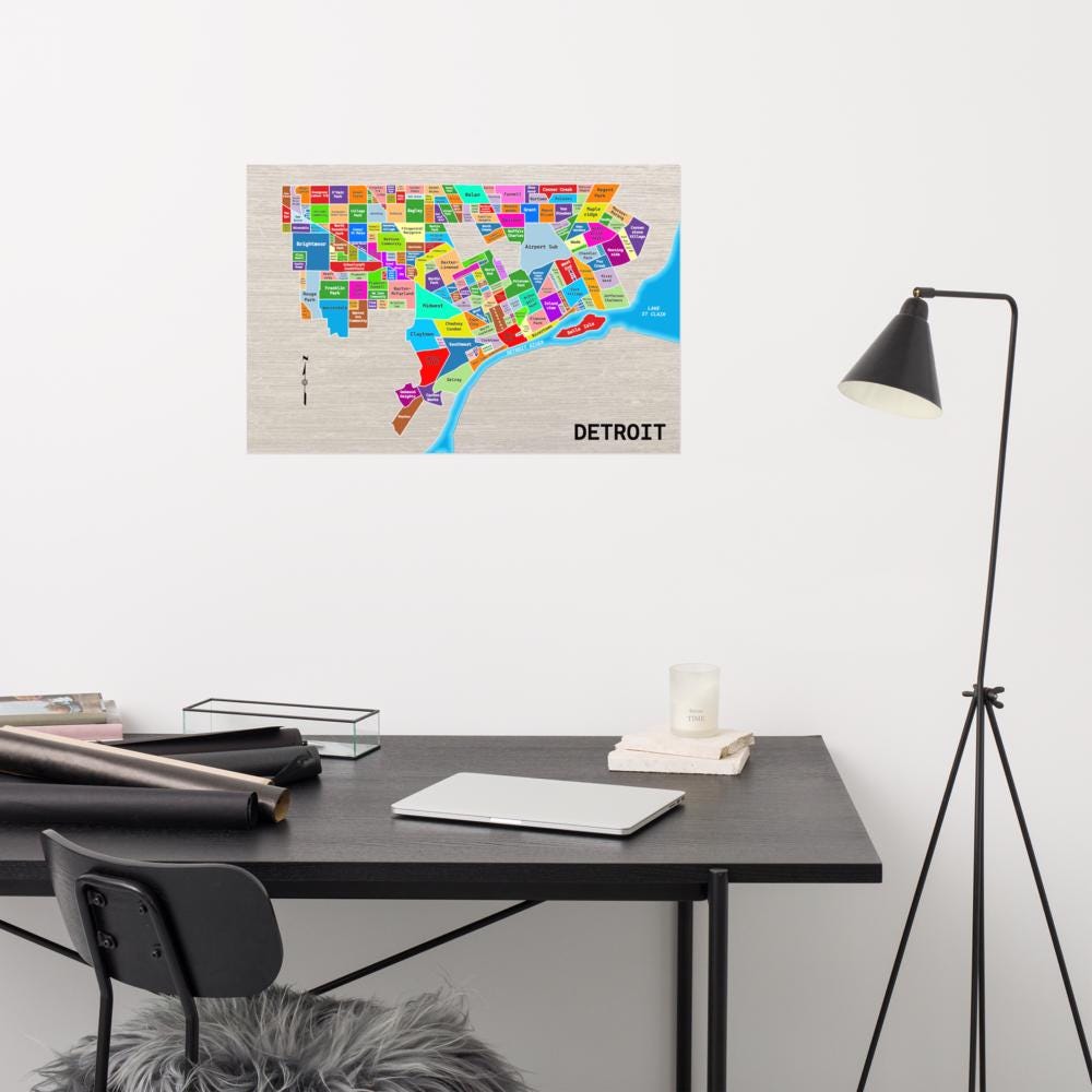 Detroit Neighborhoods Poster Map - Etsy
