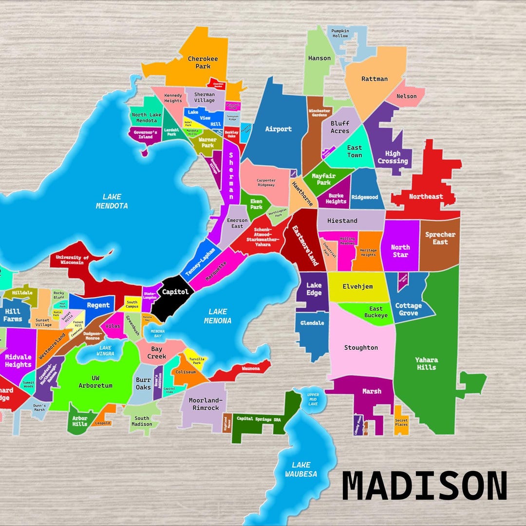 Madison Neighborhoods Poster Map - Etsy