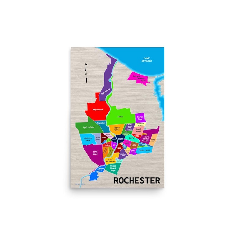Rochester Neighborhoods Poster Map - Etsy