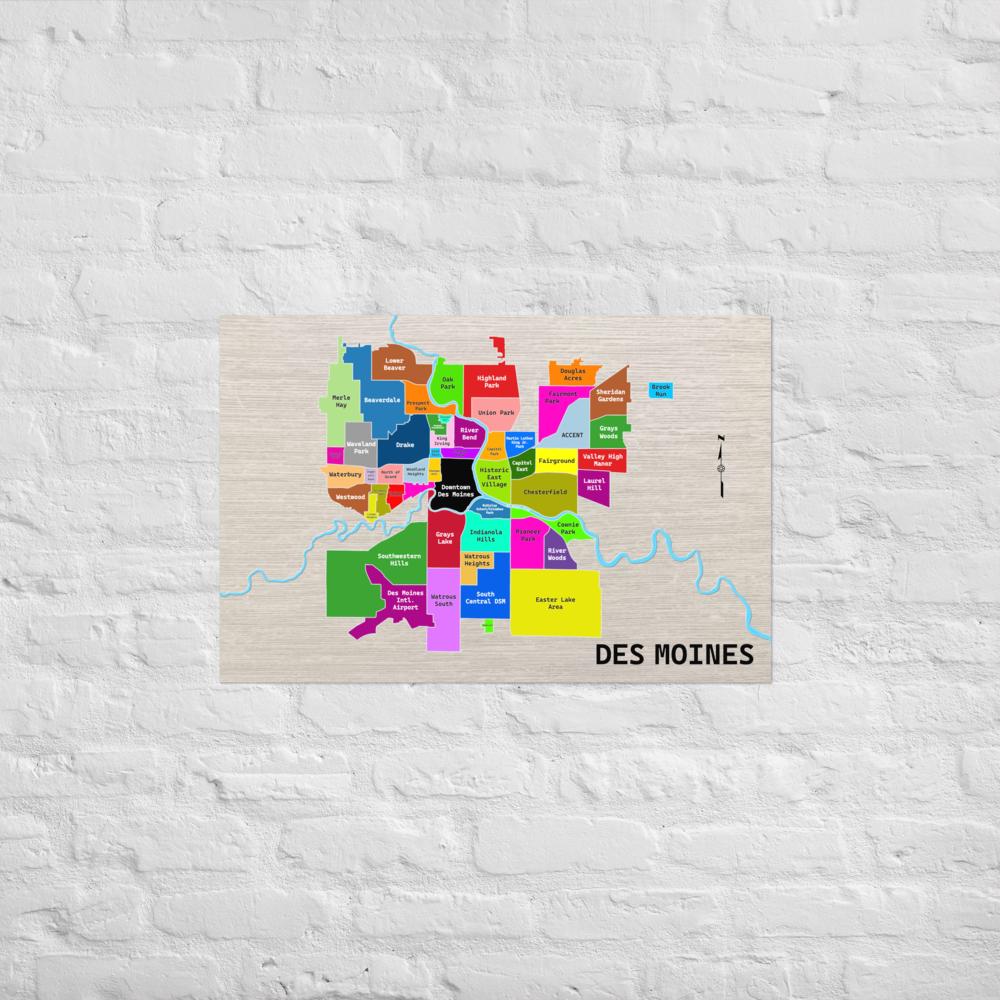 Des Moines Neighborhoods Map - Etsy