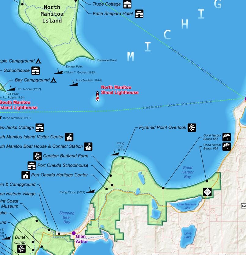 Sleeping Bear Dunes National Lakeshore Poster Map - Etsy