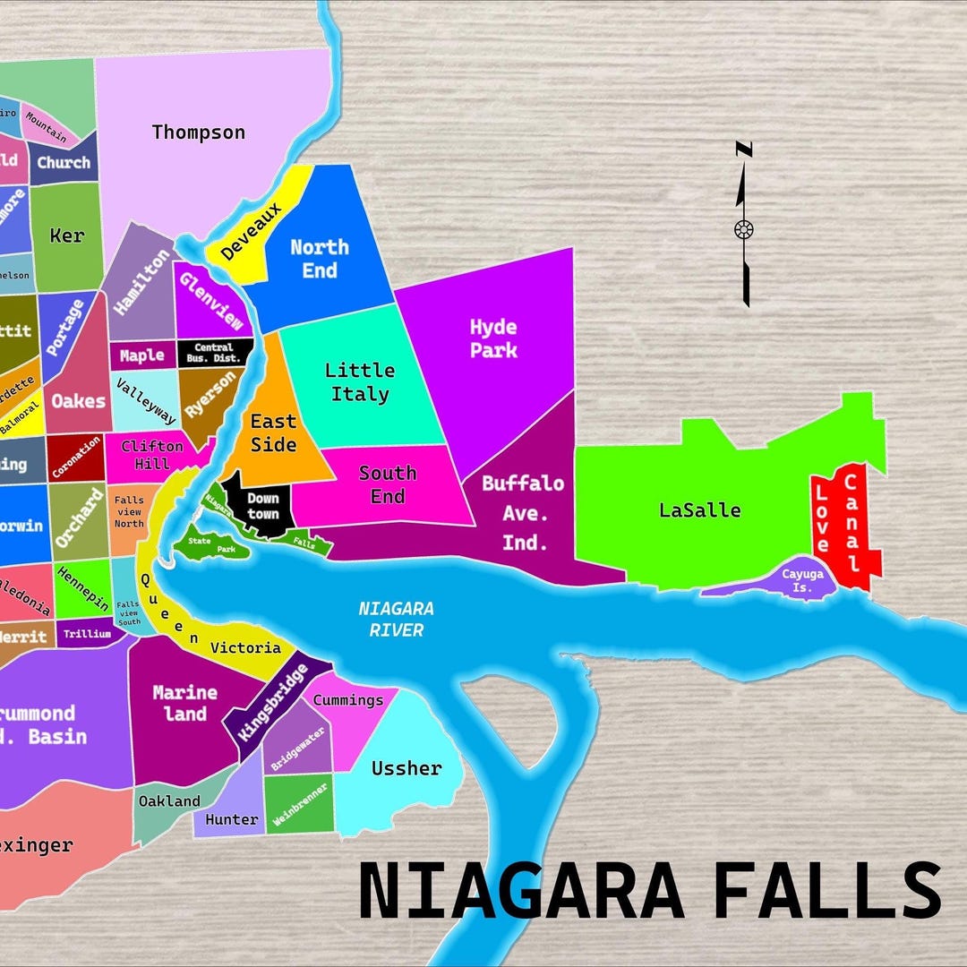 Niagara Falls Neighborhoods Poster Map - Etsy