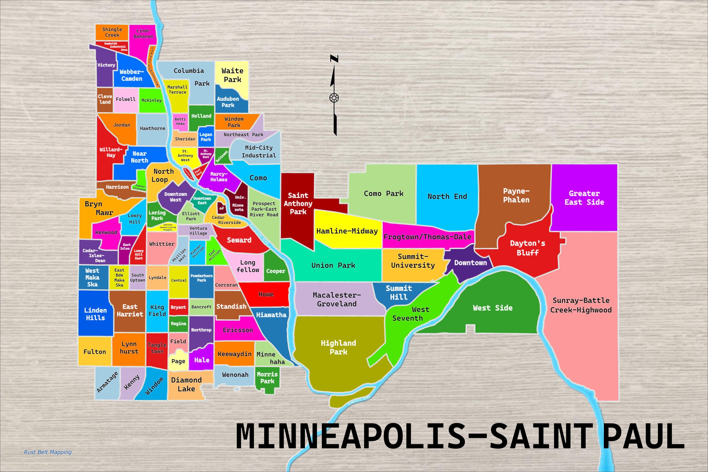 Minneapolis-saint Paul Neighborhoods Poster Map - Etsy