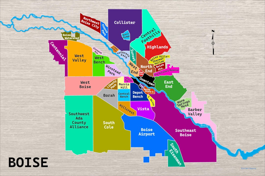 Boise Neighborhoods Poster Map - Etsy