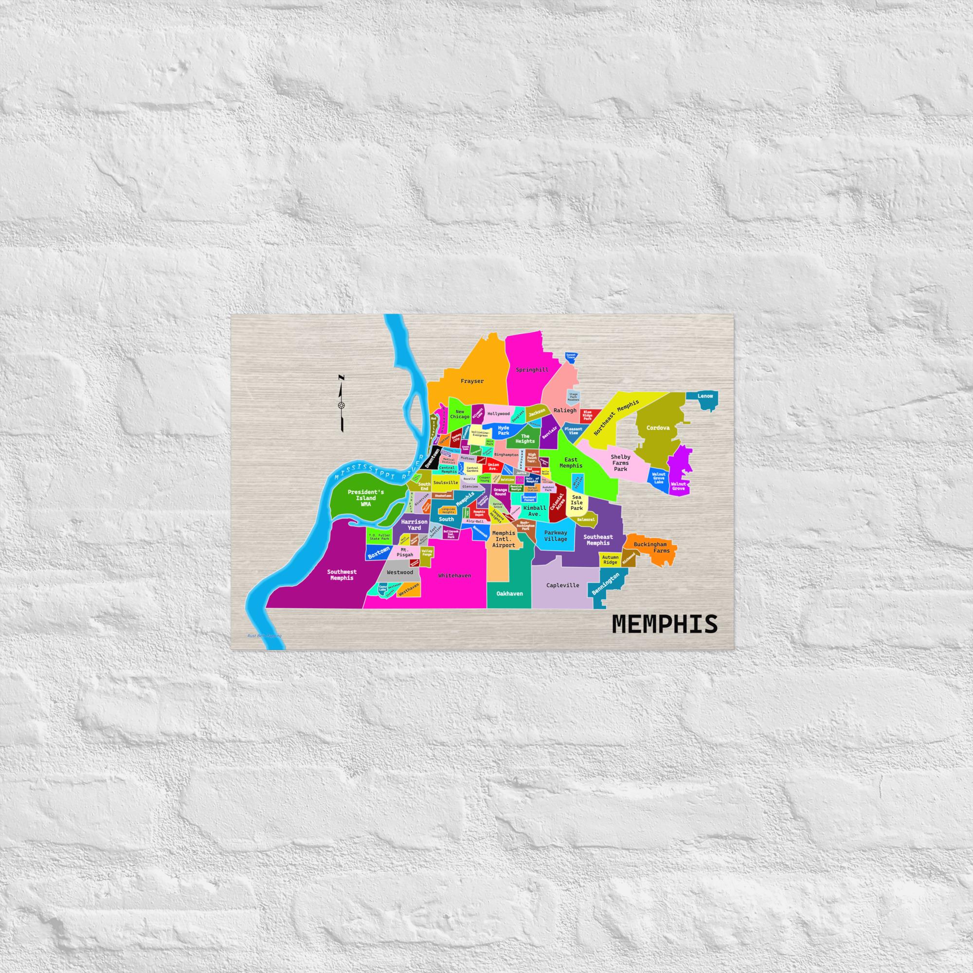 Memphis Neighborhoods Poster Map - Etsy