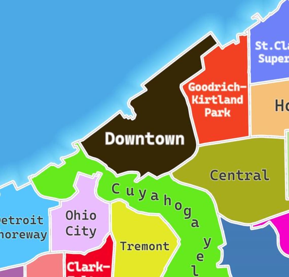 Cleveland Neighborhoods Poster Map - Etsy