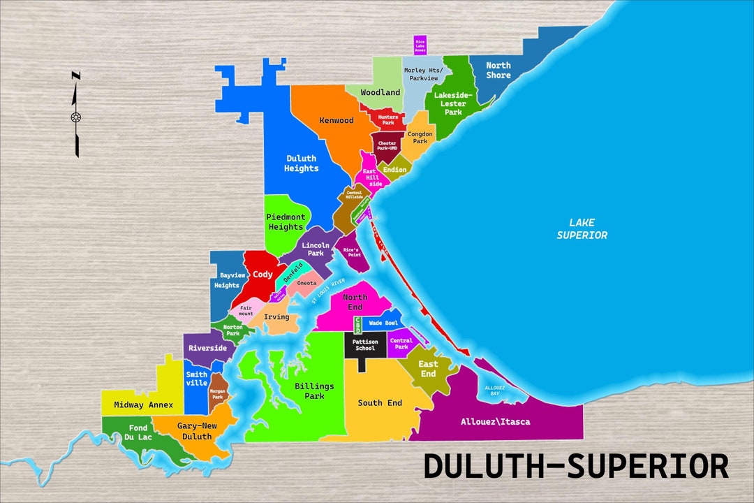 Duluth-superior Neighborhoods Map - Etsy